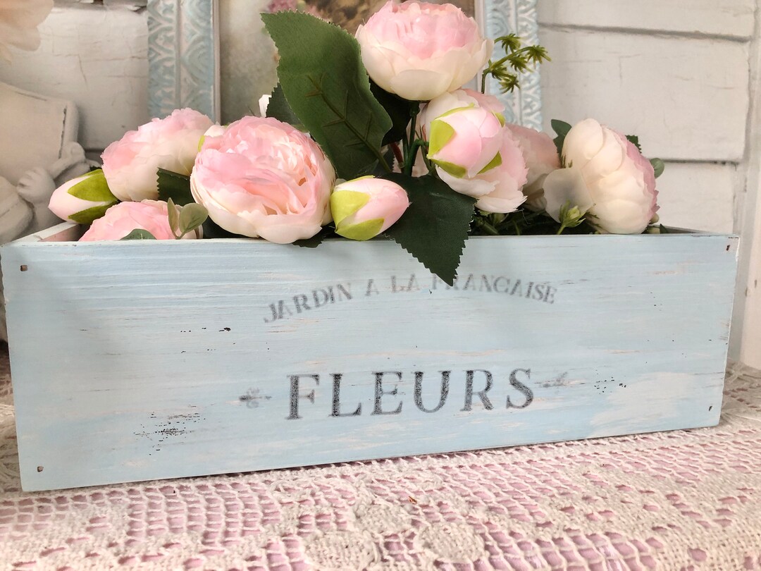 Floral Centerpiece, French Blue Decor, Distressed Painted, Box, French ...