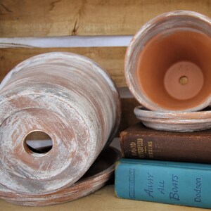 Hand Painted Aged Look, Chalk Paint, Distressed Terracotta Clay Pots ...