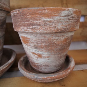 Hand Painted Aged Look, Chalk Paint, Distressed Terracotta Clay Pots ...
