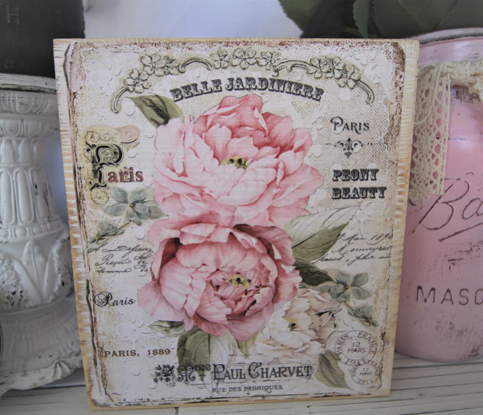 Belle Jardiniere Tissue Box Cover, Whitewashed Wood, Decoupage, Paris ...