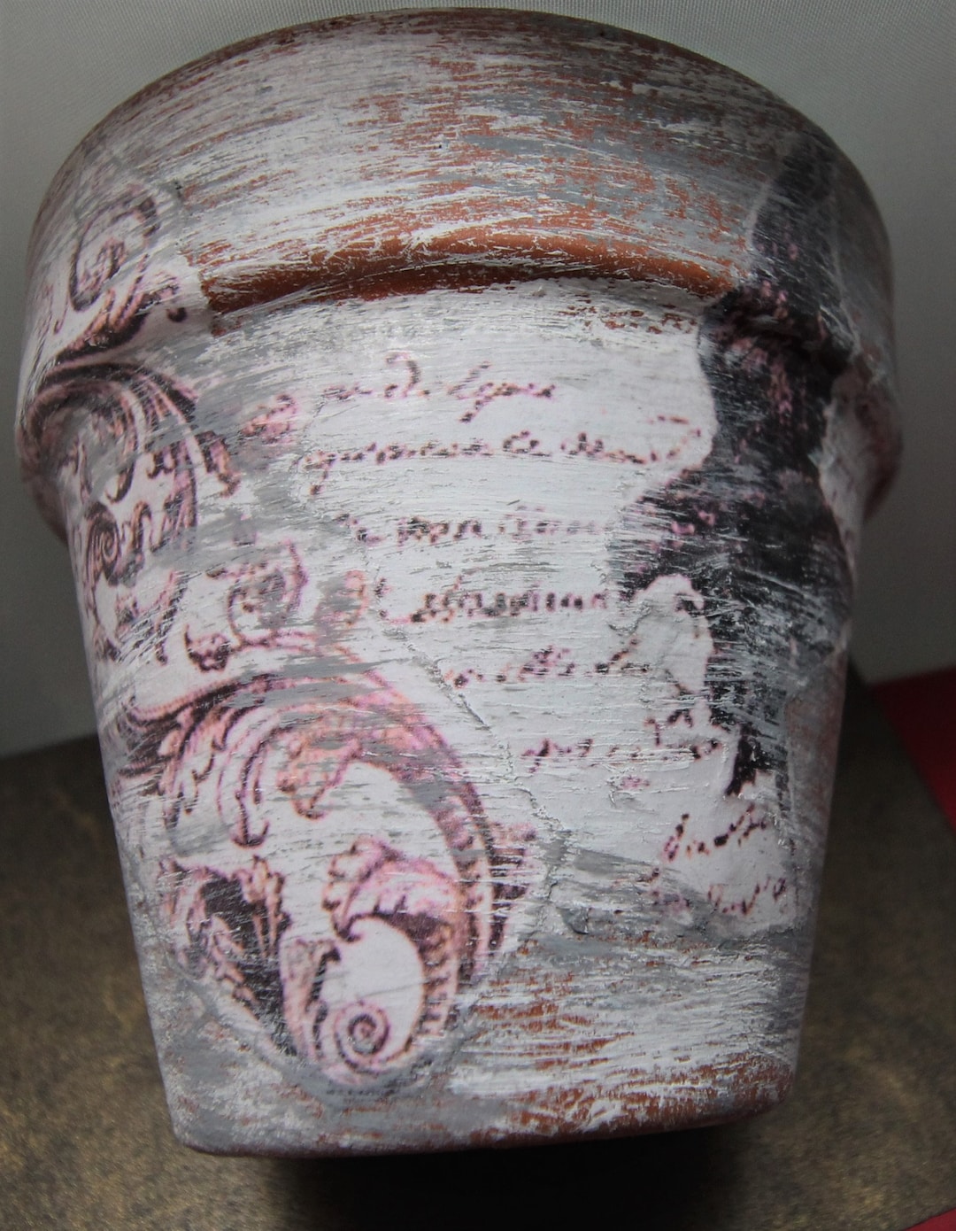 Crow and Scroll Terracotta Planter, Distressed Clay Pot, 4 in or 6 In ...