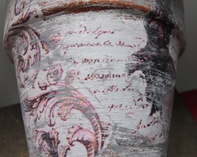 Crow and Scroll Terracotta Planter, Distressed Clay Pot, 4 in or 6 In ...