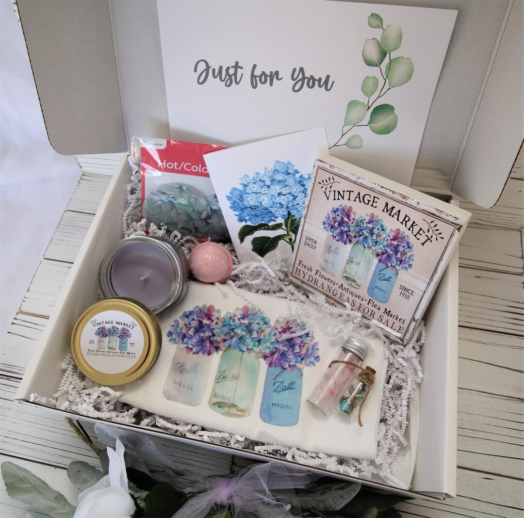 Gift Set, Hydrangea and Mason Jar Themed, Spa or Bath and Home Decor ...