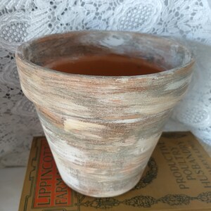Hand Painted Aged Look, Distressed Terracotta Clay Pots, Saucers, 4 or ...