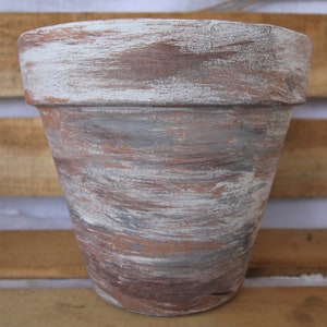 Hand Painted Aged Look, Chalk Paint, Distressed Terracotta Clay Pots ...