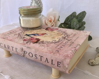 French Country Decor Riser, Hand Designed Upcycled Hardback Book Riser ...