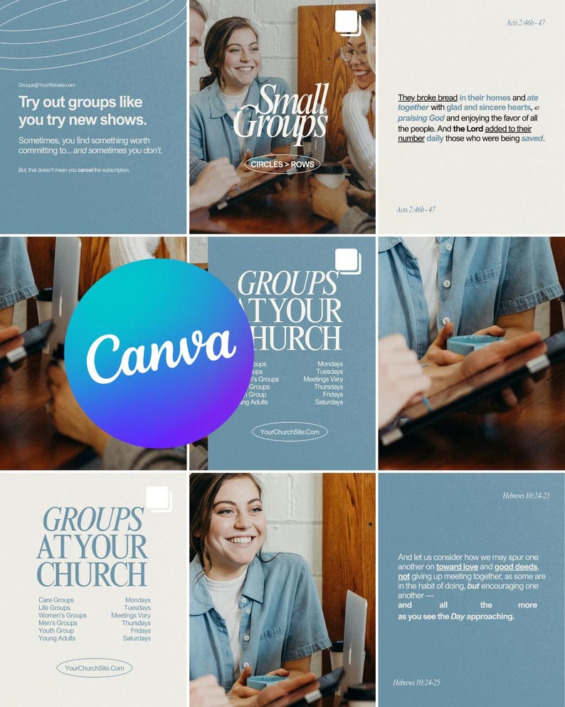 Editable Instagram Canva Social Media Bundle - Coastal Blue Small ...