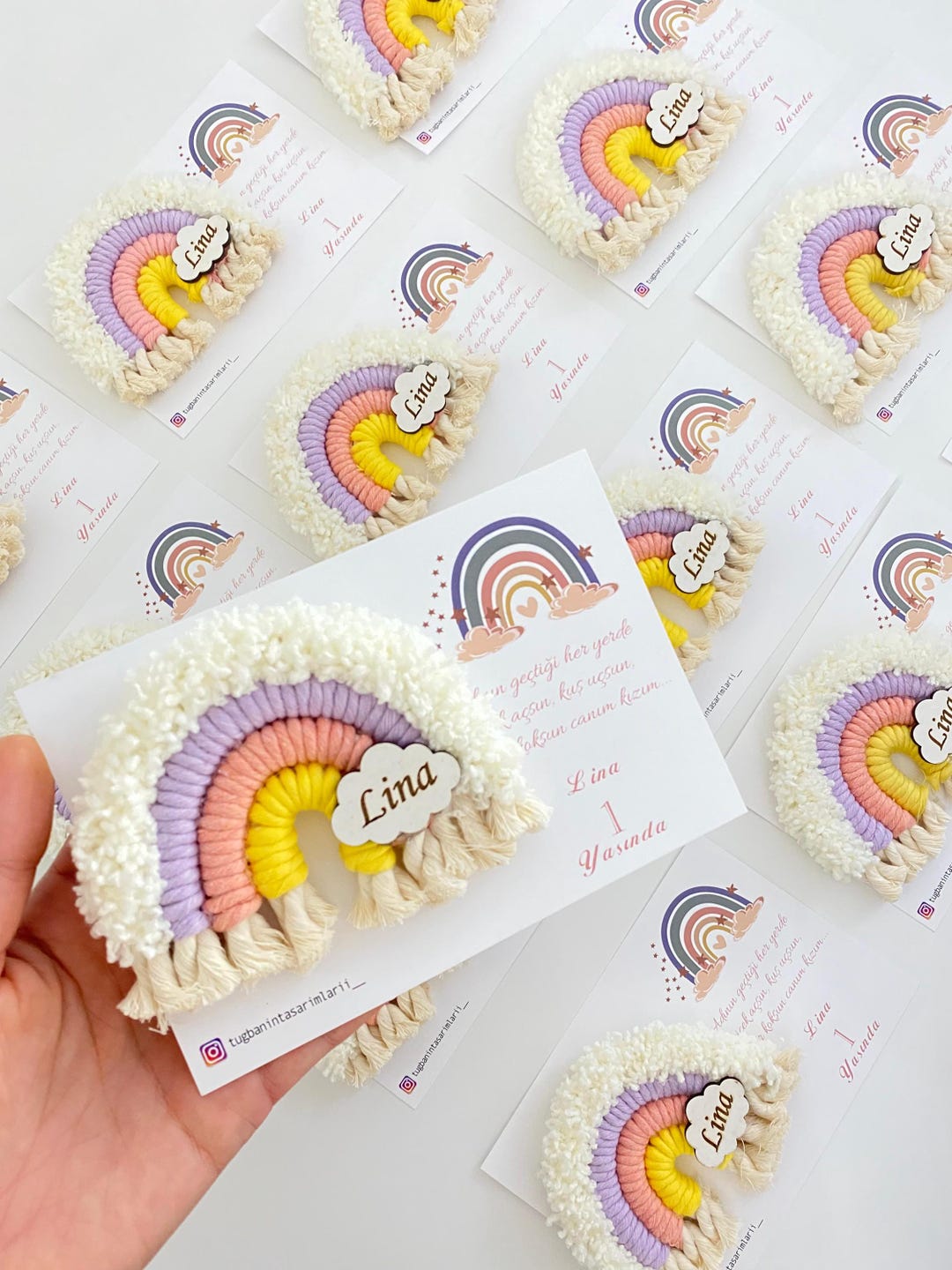 Mini Macrame Rainbow – Keychain or Magnet, Guest Favor for Birthday ...