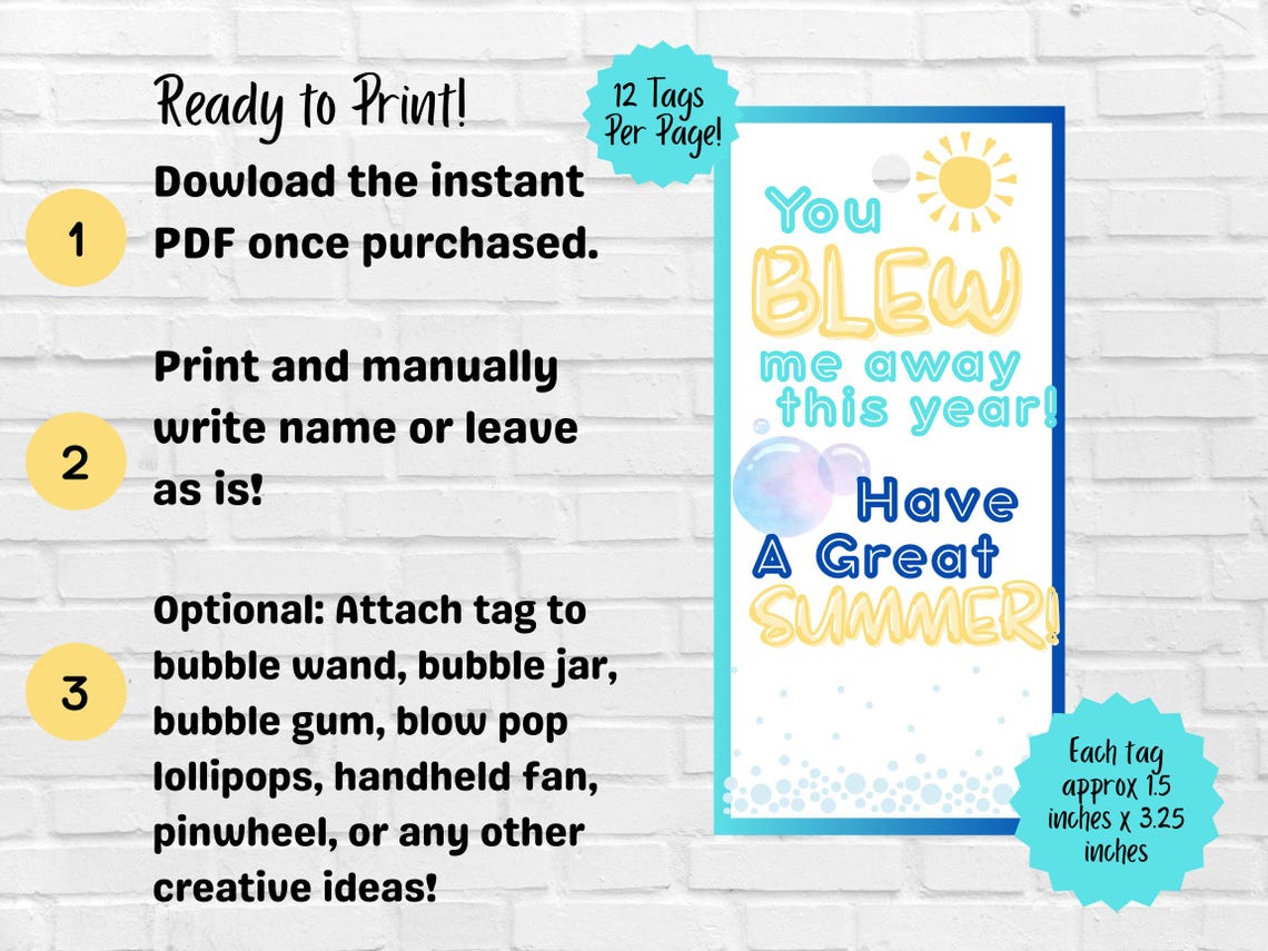 End of Year Student Gift Tags Printable Summer Cards You Blew Me Away ...