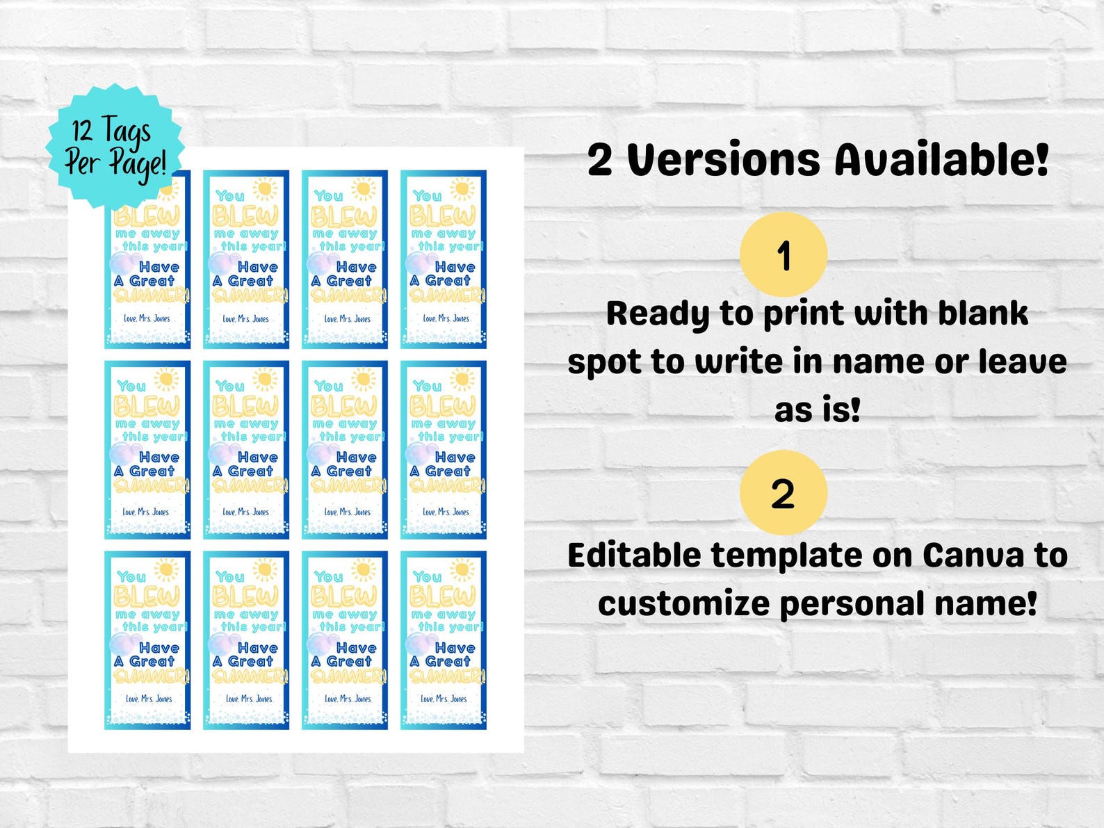 End of Year Student Gift Tags Printable Summer Cards You Blew Me Away ...