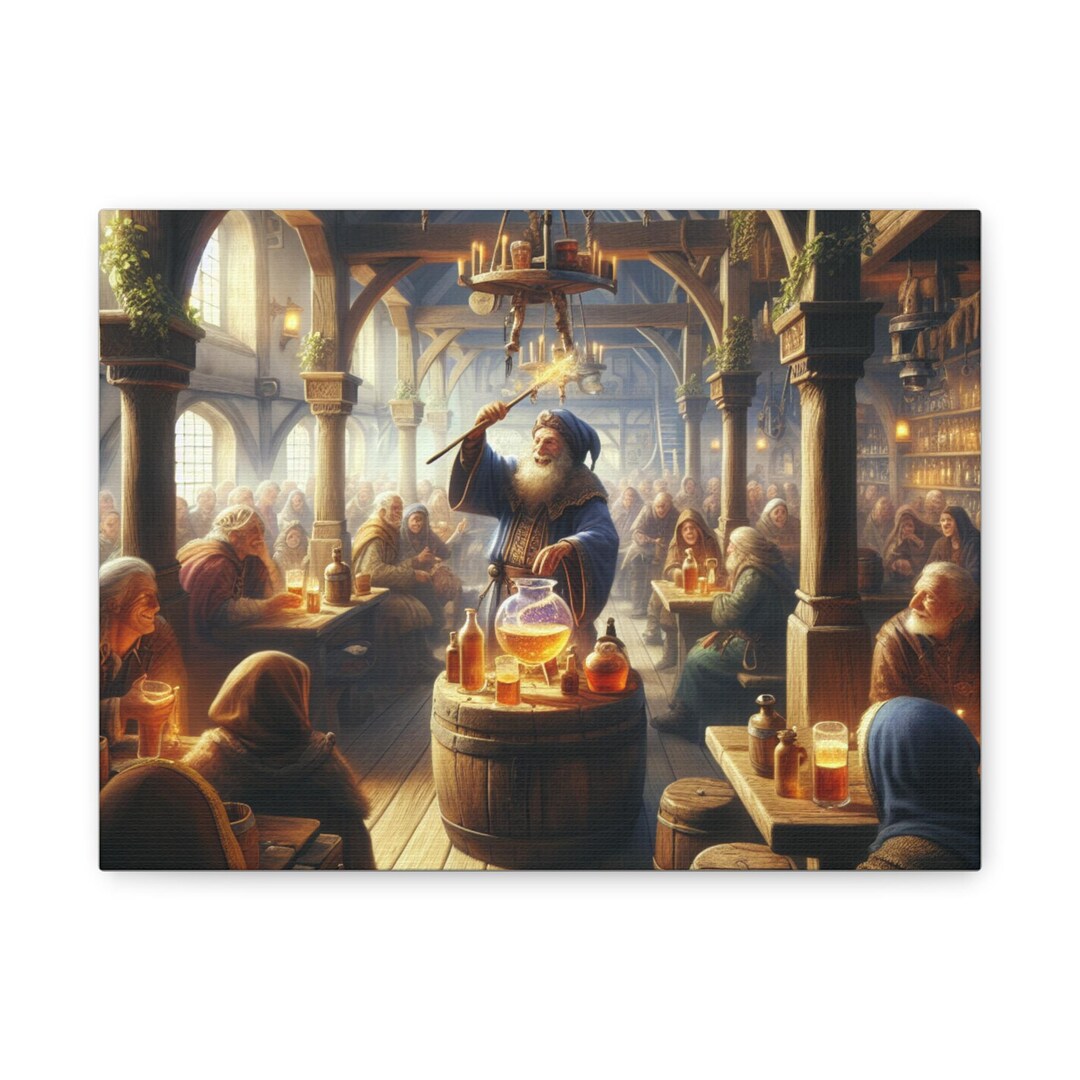 Fantasy Tavern Art Print, Magical Bar Scene Canvas, Fairytale Decor ...