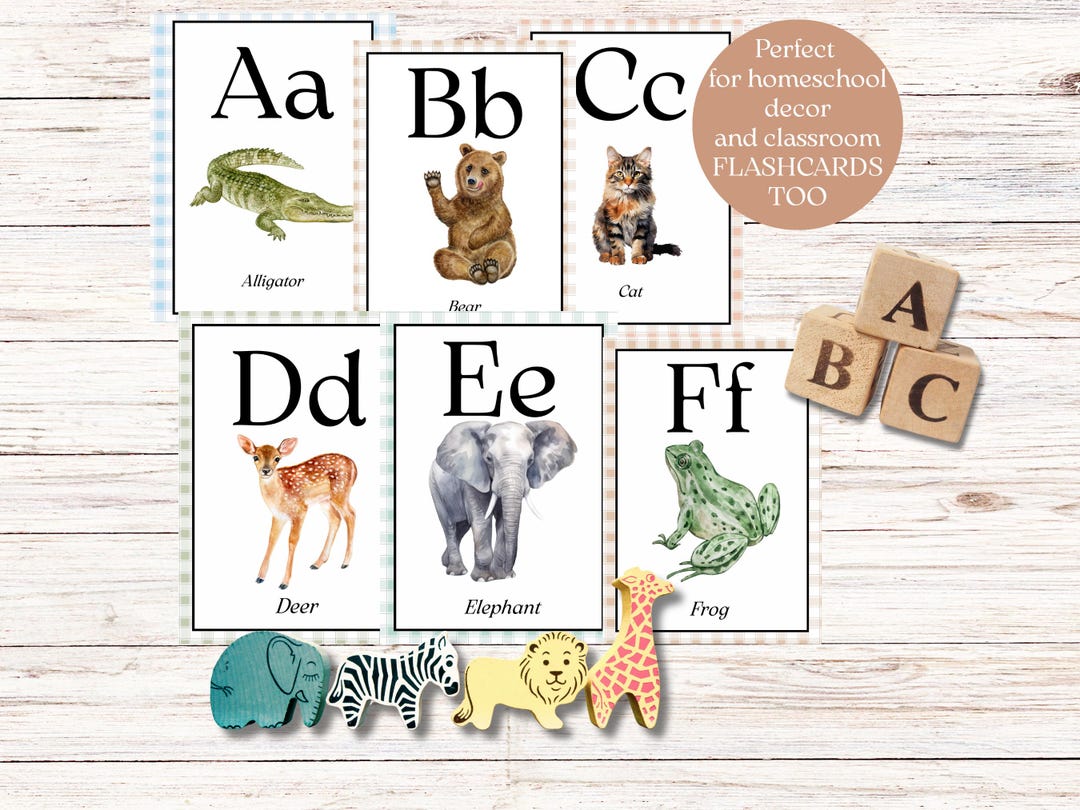 Printable Alphabet Animal Flashcards for Preschool Abc Wall Art ...