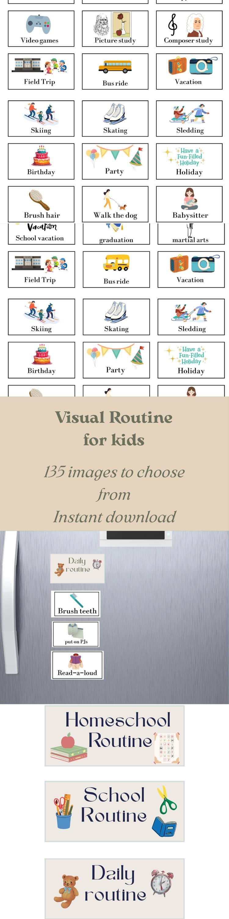 Visual Routine for Kids Printable Schedule for School Chart Daily ...