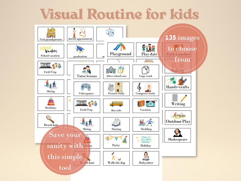 Visual Routine for Kids Printable Schedule for School Chart Daily ...
