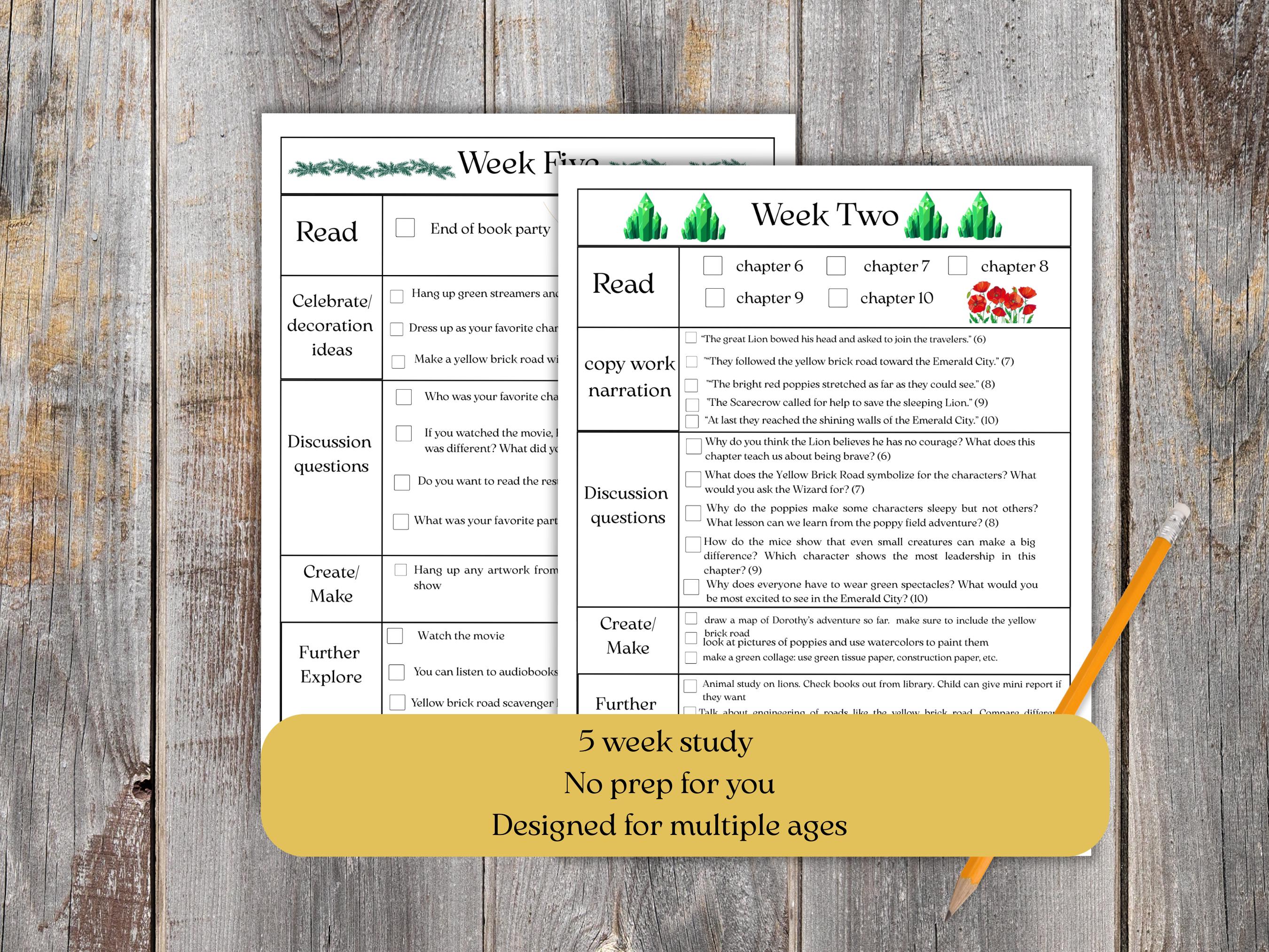 Wizard of Oz Book Study Homeschool Novel Curriculum Elementary ...