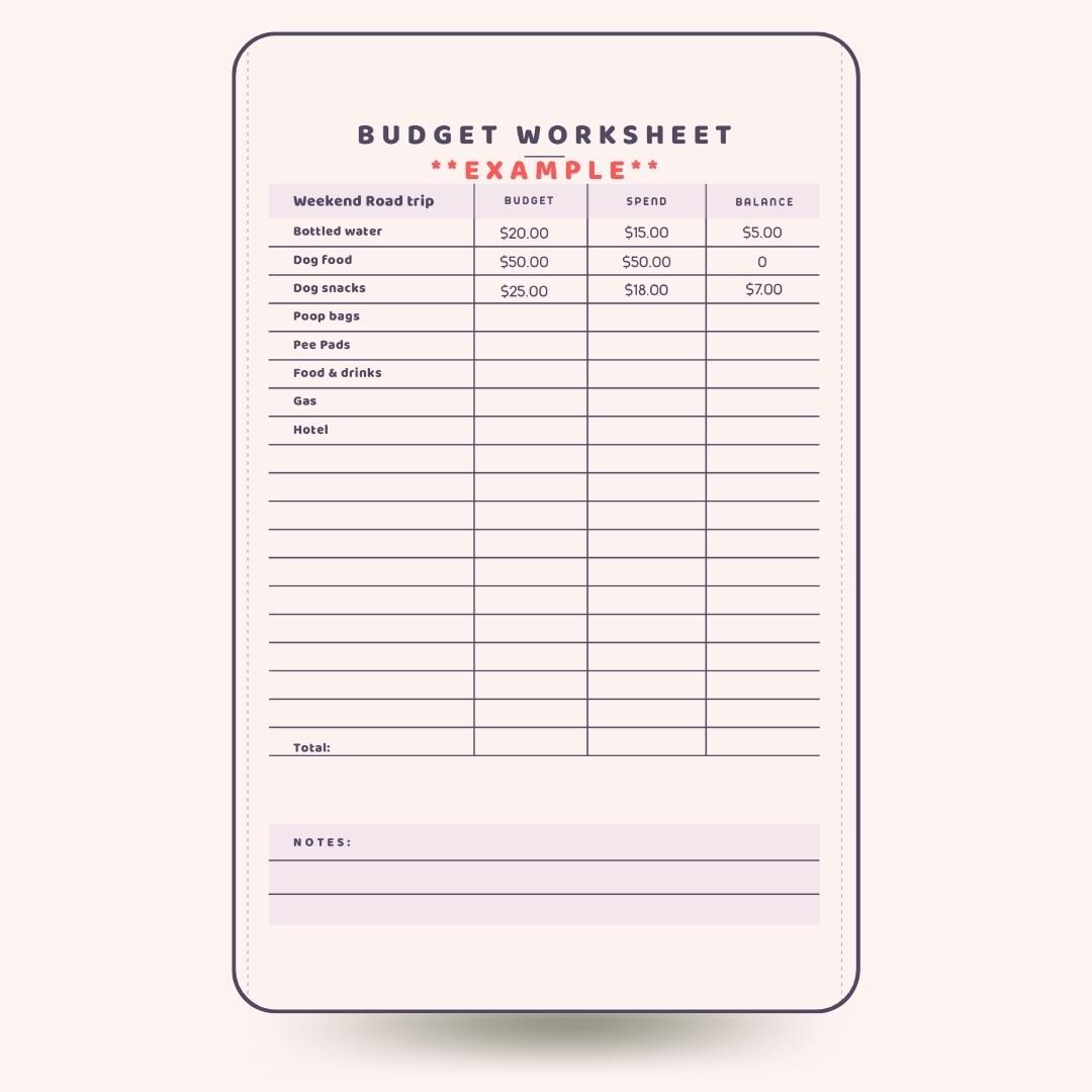Dog Budgeting Sheets | Printable PDF Worksheets | Pet Expense Tracker ...