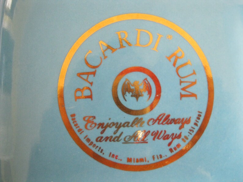 Bacardi Rum Blue Pitcher / Pitcher With Handle / Vintage / Robin's Egg ...