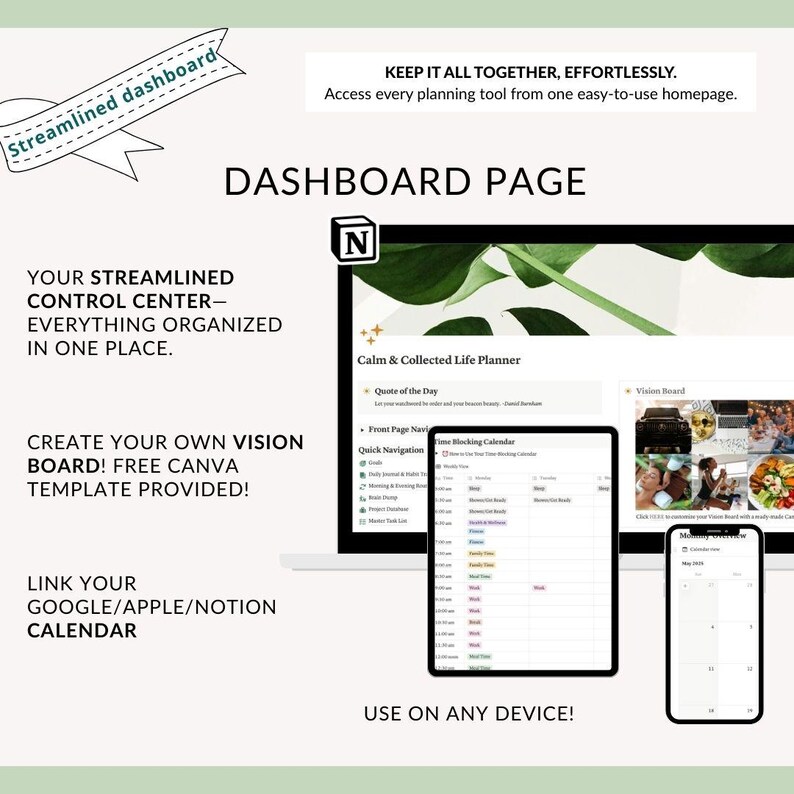 Notion Planner, Notion Life Planner, Notion Template, Calm and ...
