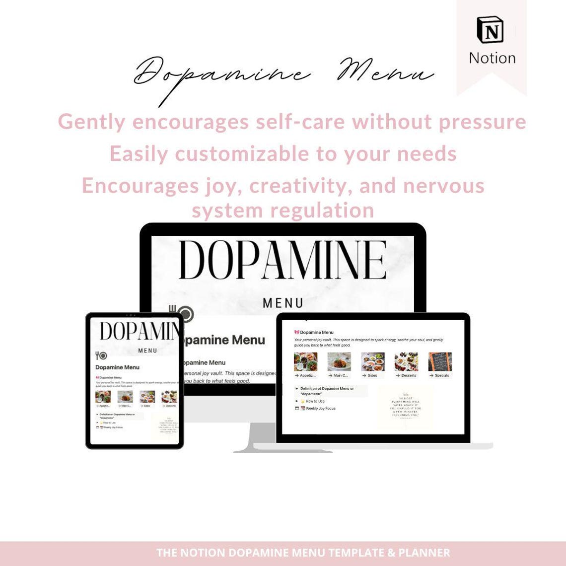 Notion Planner, Dopamine Menu, ADHD Planner, Notion Template, Self-care ...