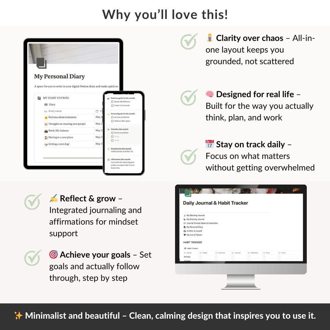Notion Planner, Notion Life Planner, Notion Template, Calm and ...