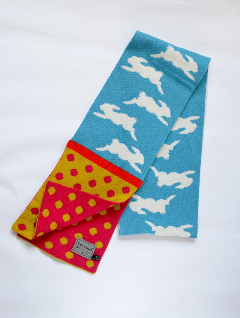 Knitted Lambswool Scarf - Bunny Rabbit Scarf -scottish Wool Scarf -long ...