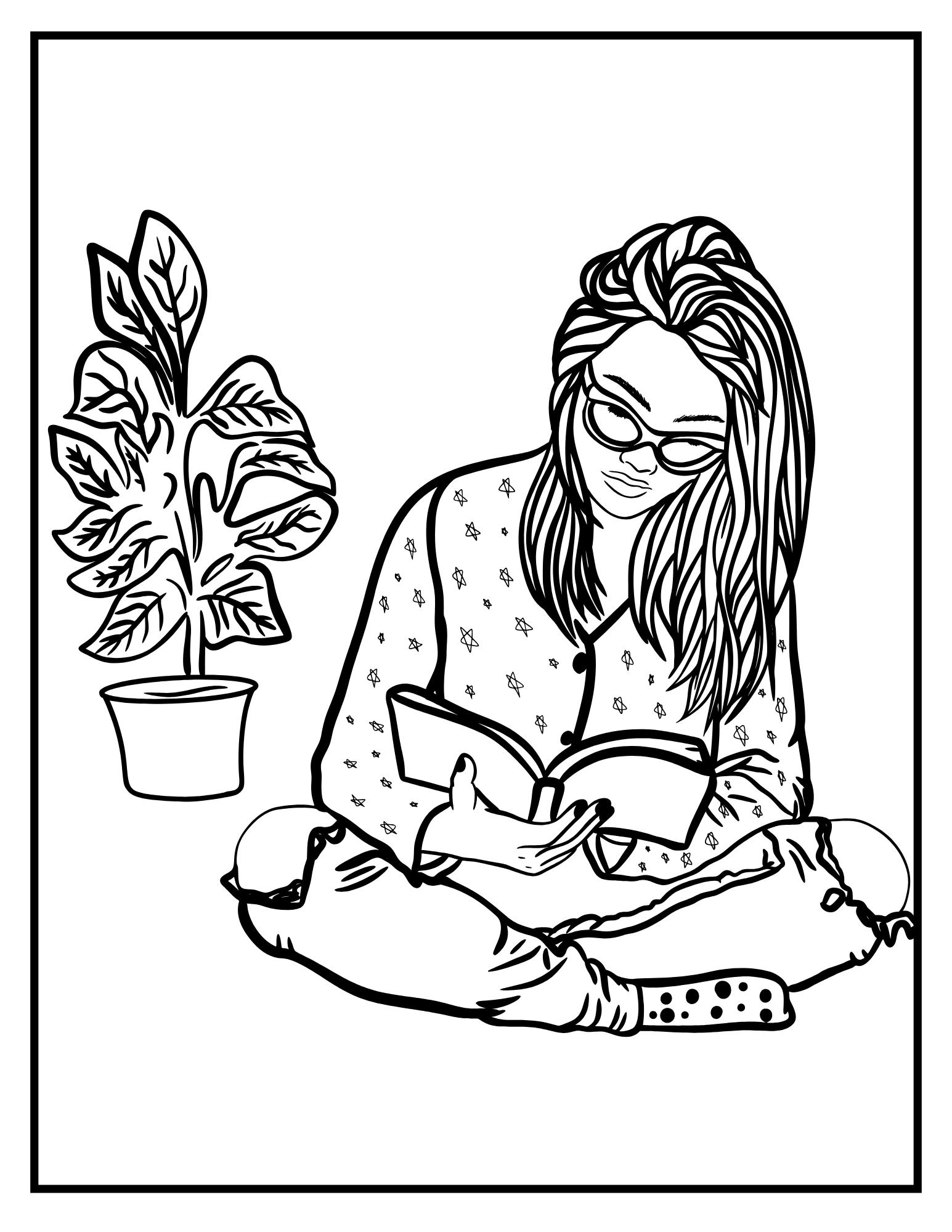 20 Book/reading Themed Coloring Pages - Etsy