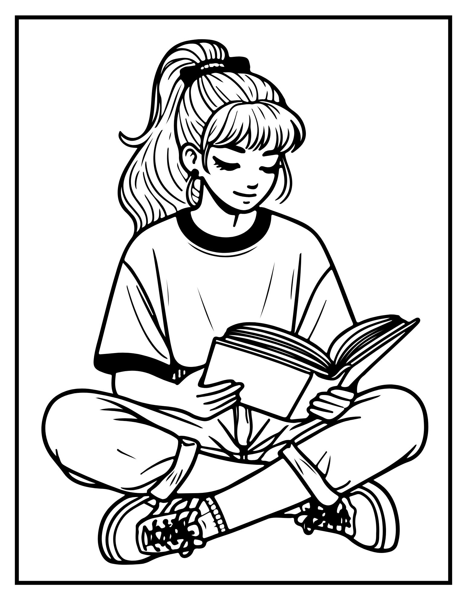 20 Book/reading Themed Coloring Pages - Etsy