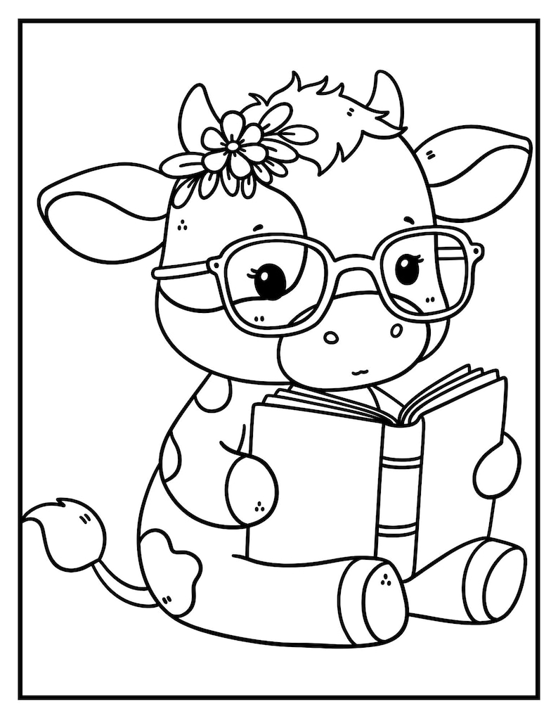 20 Adorable Reading Animal Coloring Pages! - Etsy