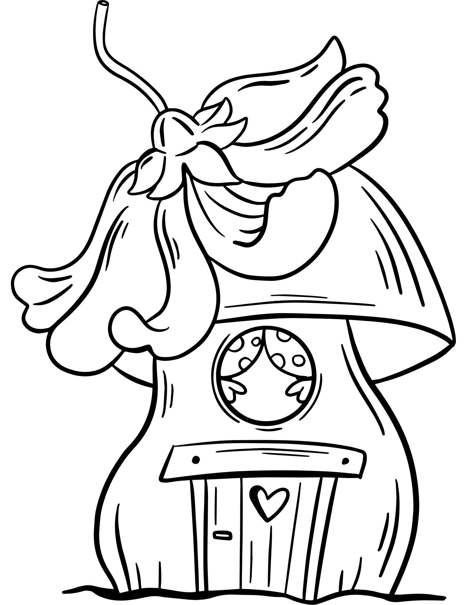 10 Whimsical Mushroom House Coloring Pages - Etsy