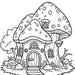 10 Whimsical Mushroom House Coloring Pages - Etsy