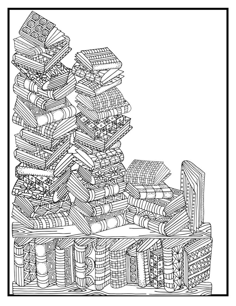 20 Book/reading Themed Coloring Pages - Etsy