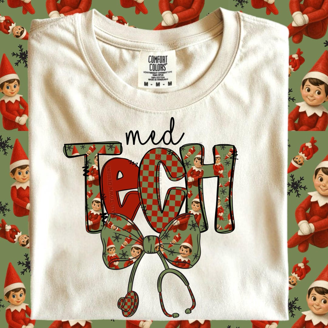 Retro Med Tech Christmas DTF Transfer | Groovy Holiday Print | Ready to ...
