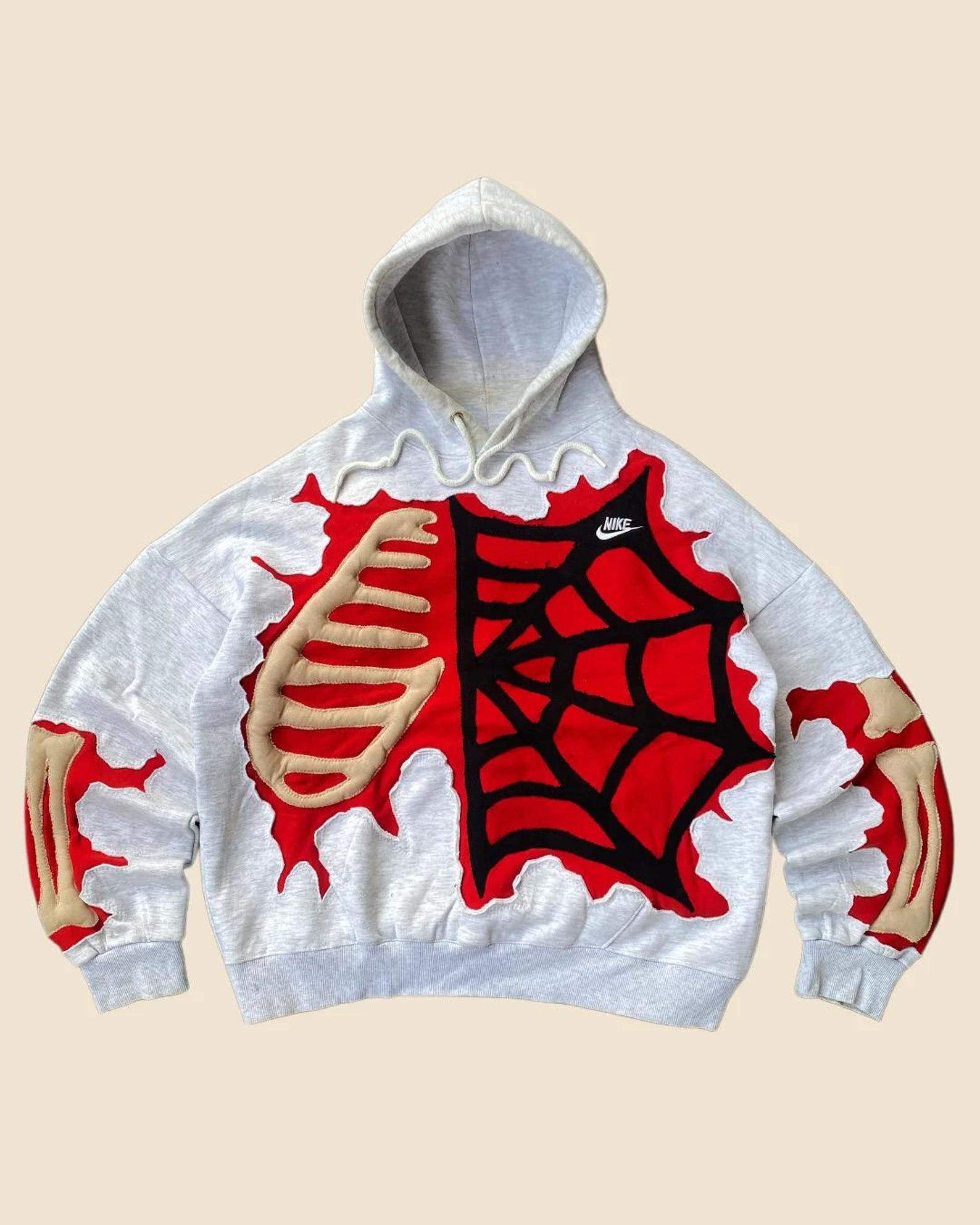 Reworked Nike Hoodie, Puff Bones Spiderweb Design, Size M/L - Etsy