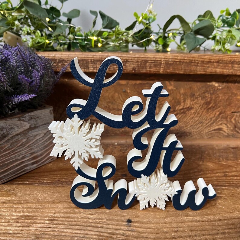 Let It Snow Freestanding Sign | Winter Shelf Mantle Table Decor | 3D ...