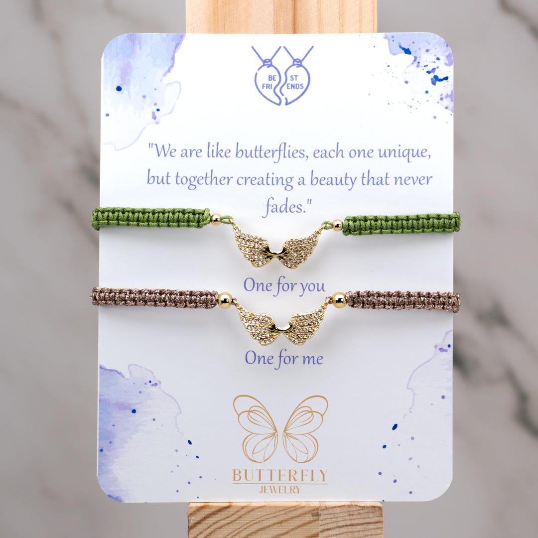 Matching Macrame Butterfly Wing Bracelet Set: Friendship Jewelry - Etsy