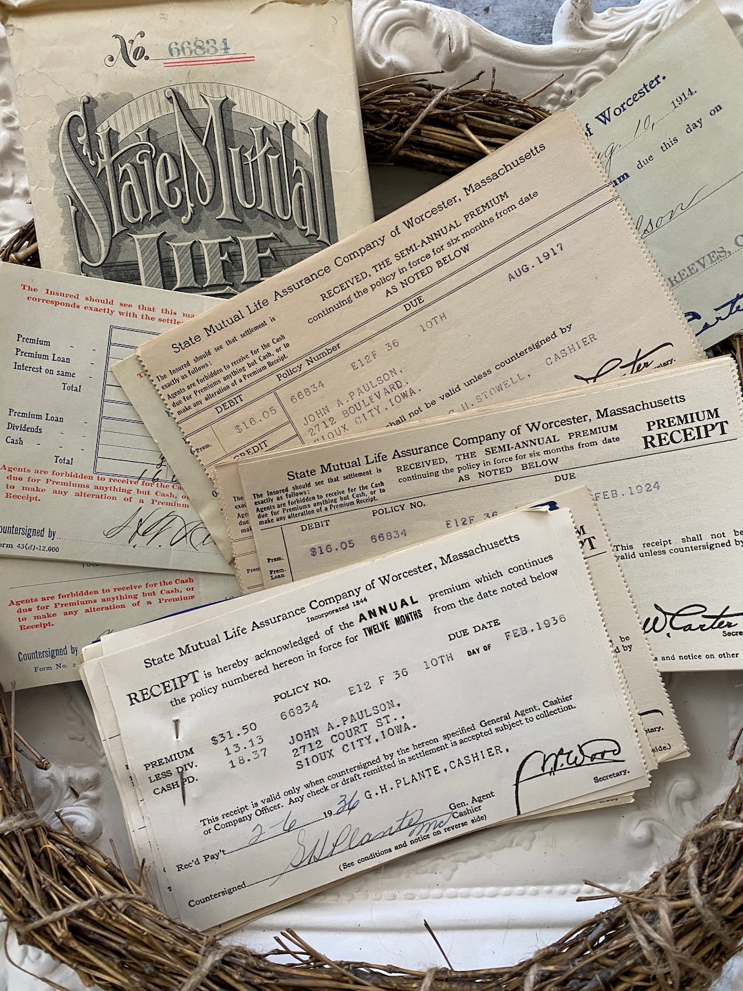 Vintage Life Insurance Receipts Ephemera Mutual Junk Journal Pages - Etsy