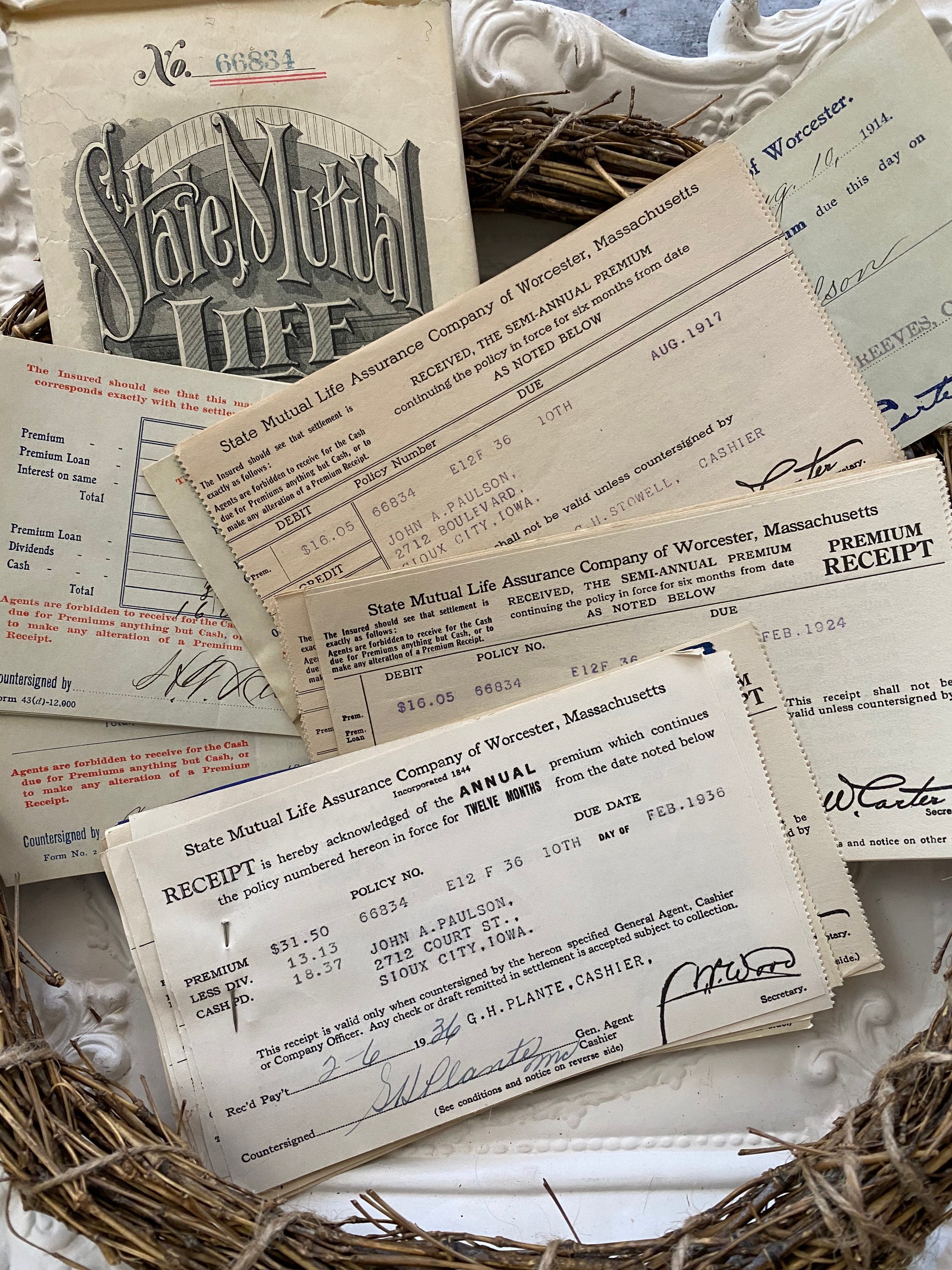 Vintage Life Insurance Receipts Ephemera Mutual Junk Journal | Etsy