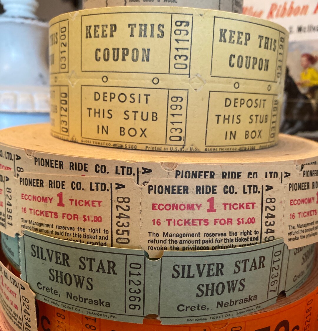 Vintage National Ticket Co Globe Ticket Silver Star Shows Pioneer Ride ...