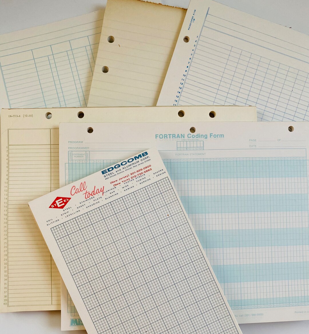 Vintage Grid Graph Coding Computer Paper With Lined and Ledger Style K ...