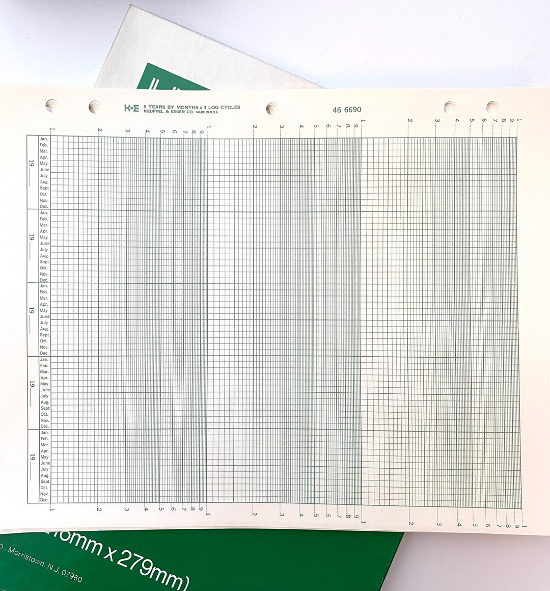 Vintage K+E Graph Grid Drafting Paper Green Lined Paper Junk Journal ...