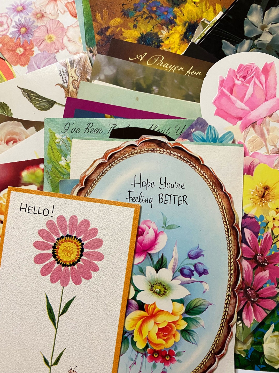 20 Greeting Cards Fronts Florals Flowers Teacher Stash for Fussy Cuts ...