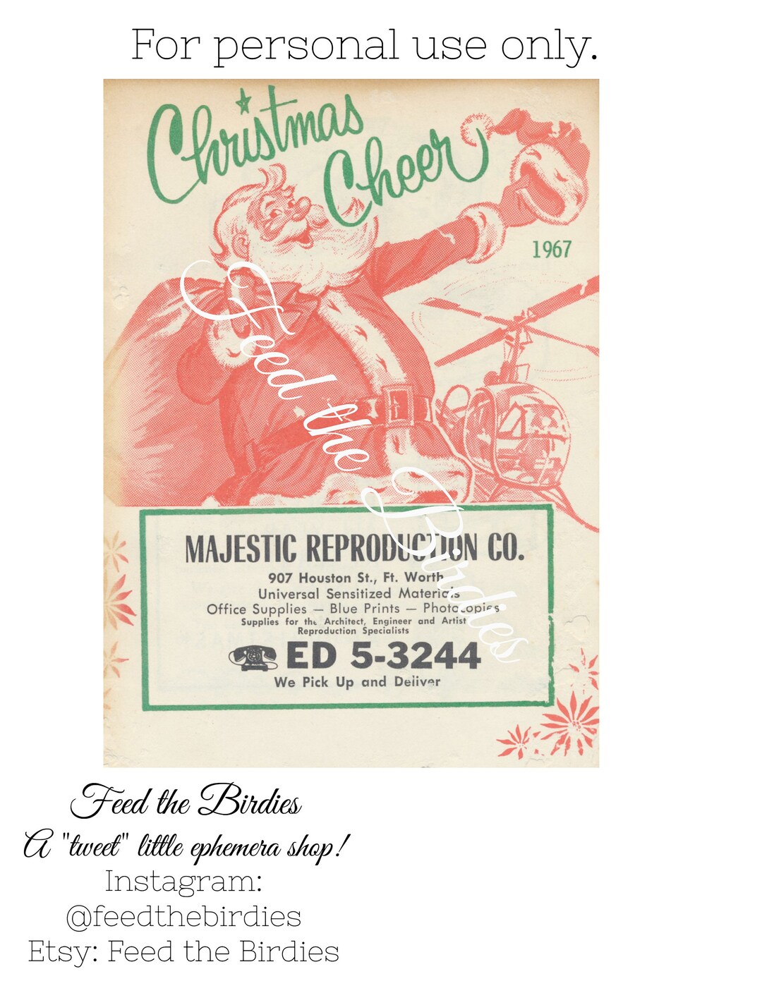 Vintage Santa Advertisement 1967 Christmas Ephemera Digital Download - Etsy