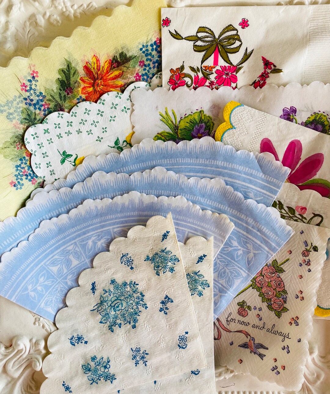 Vintage Floral Paper Napkins Ephemera for Decoupauge Transfer Crafts ...