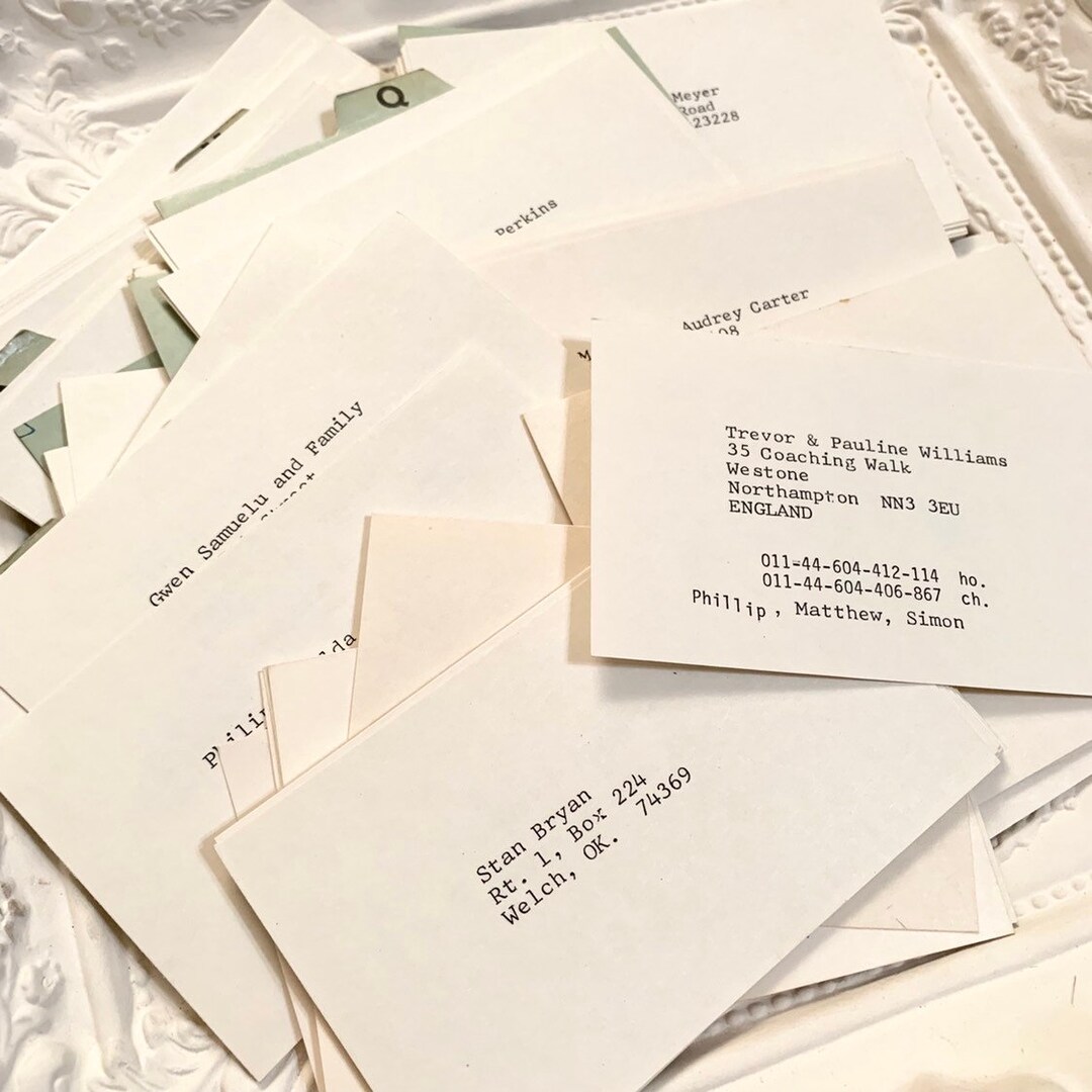 15 Vintage Paper Address Book Cards Contacts Rolodex Typed Index Family ...