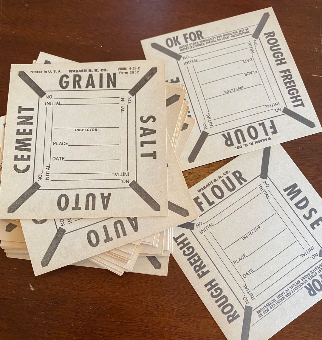 Vintage 1950s Railroad Train Car Tags for Freight Wabash RR Co Flour ...