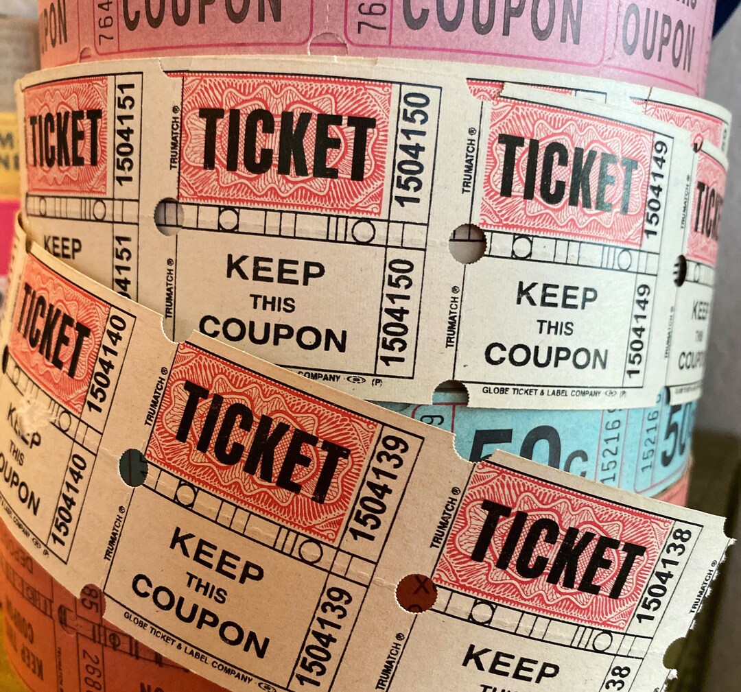 20 Vintage Paper Globe Ticket Company Red and White Party Tickets ...