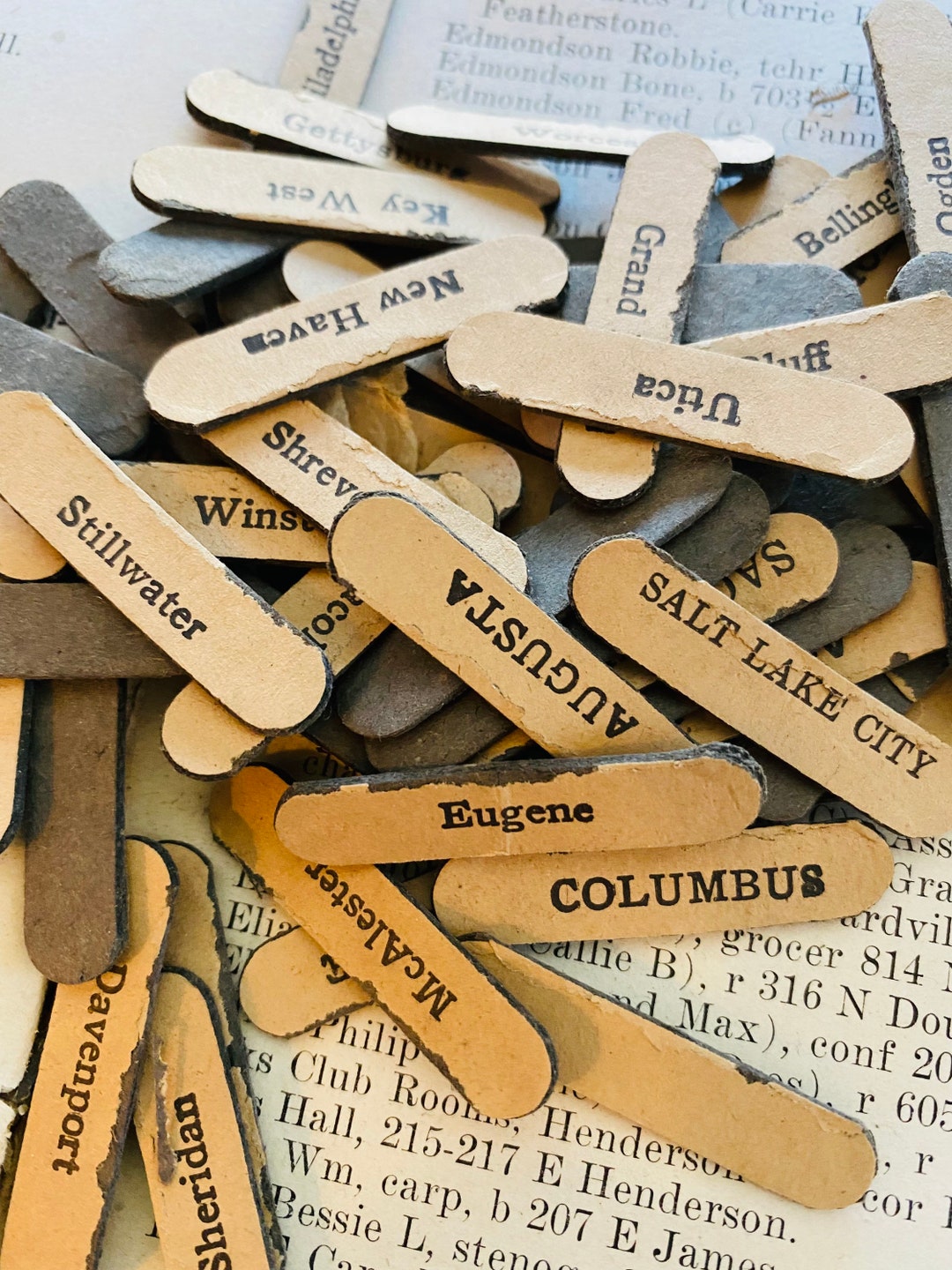 Antique Vintage Paper Game Board Pieces Post Office Sorter City State ...