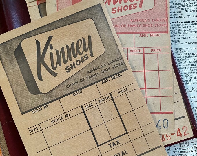 Vintage Kinney Shoes Department Store Carbon Receipts Duplicates Pad ...