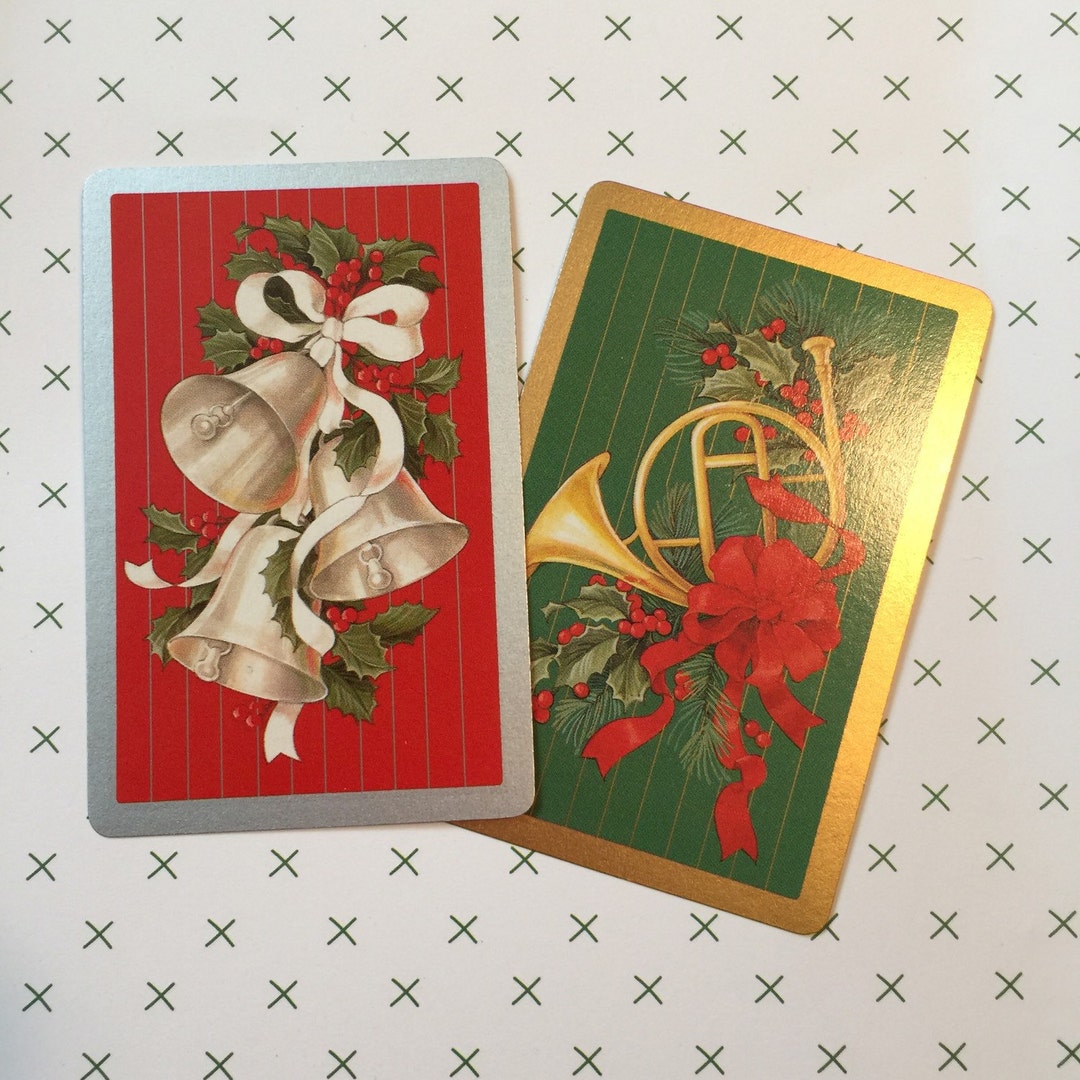 Vintage Christmas Playing Cards Set of 2 Bridge Artist Trading Swap ...