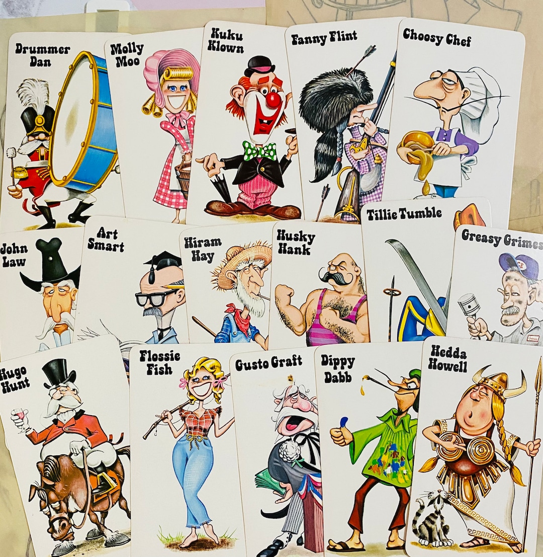 2 Single Assorted Jumbo Old Maid Cards From 1970s 80s Game Decks Funny ...